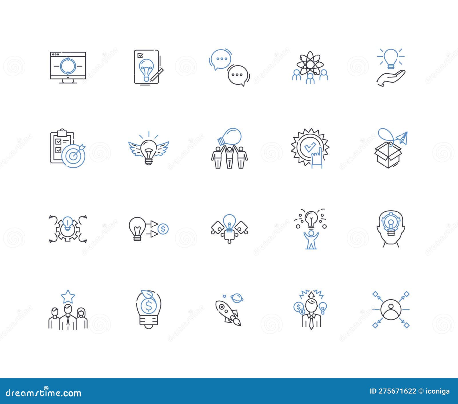 Vision Forging Line Icons Collection. Insight, Innovation, Imaginative ...