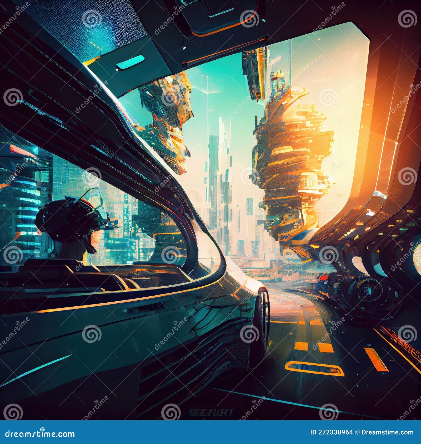 Vision of Future Cyborg Sci-fi Futuristic Interior City with Technology ...