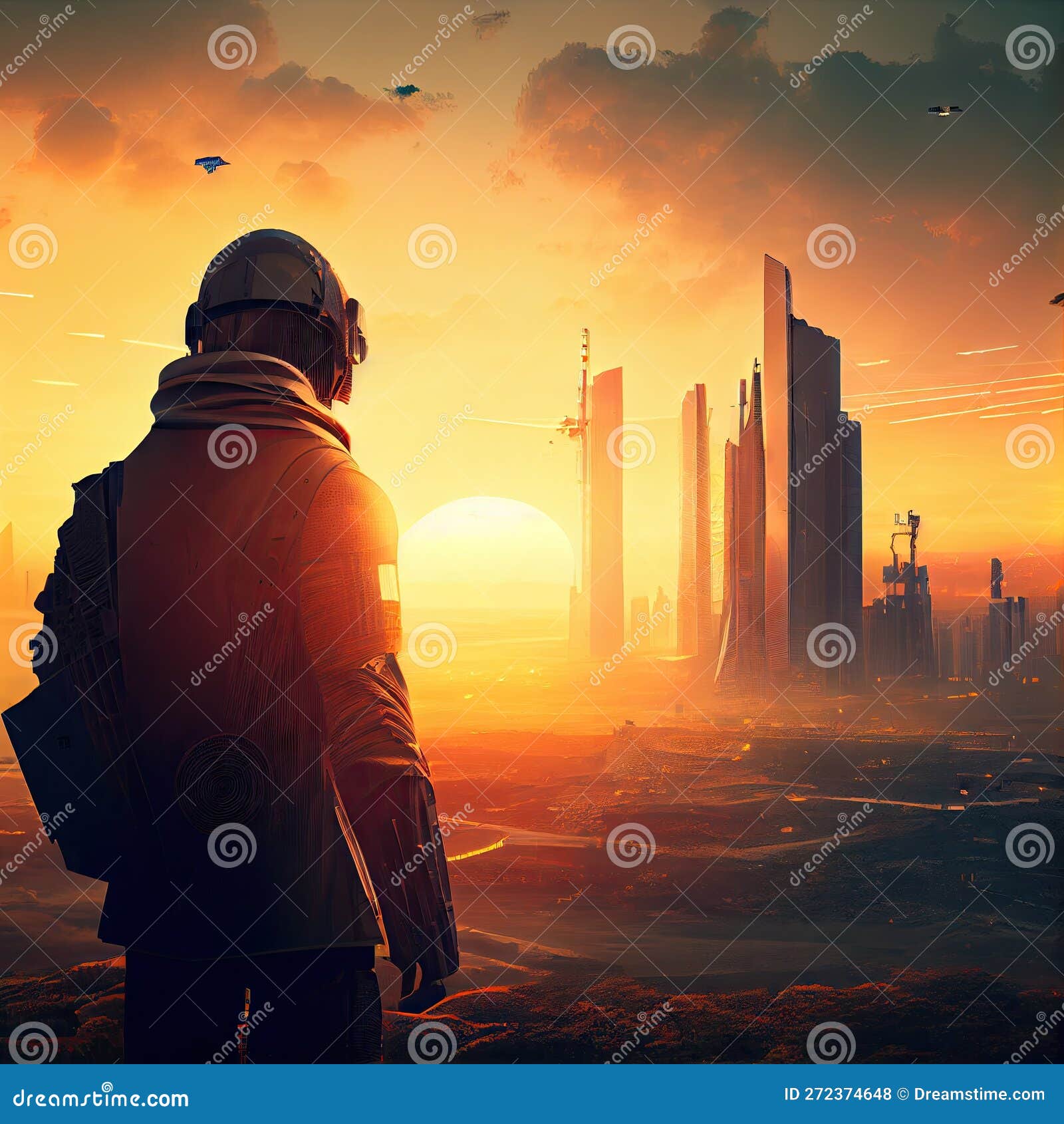 Vision of Future with High-tech Buildings in Postapocalyptic City ...