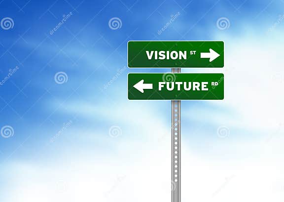 Vision and Future Road Sign Stock Illustration - Illustration of ...