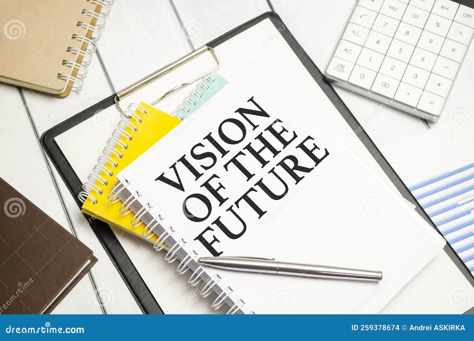 Vision of the Future Words on White Notebook with Colourful Notepads ...