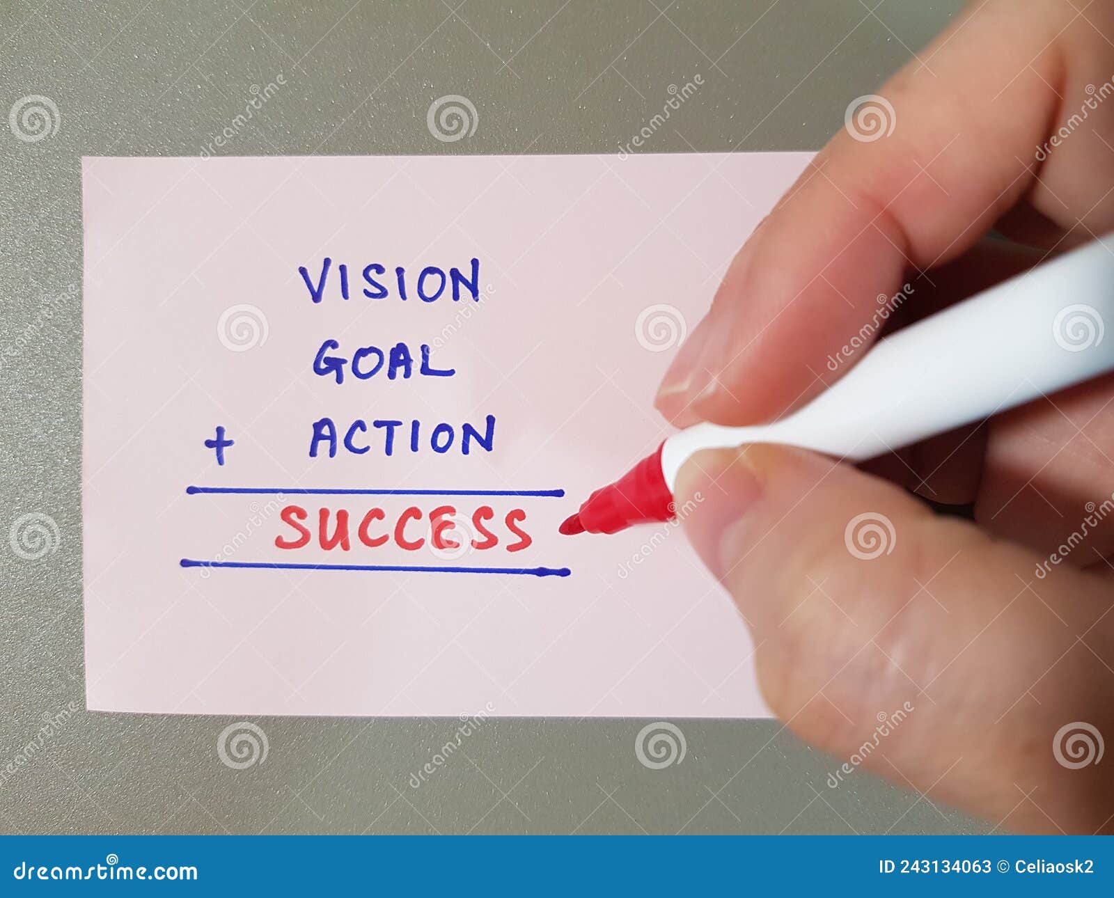 Vision, Goal and Action Lead To Success. Stock Image - Image of ...