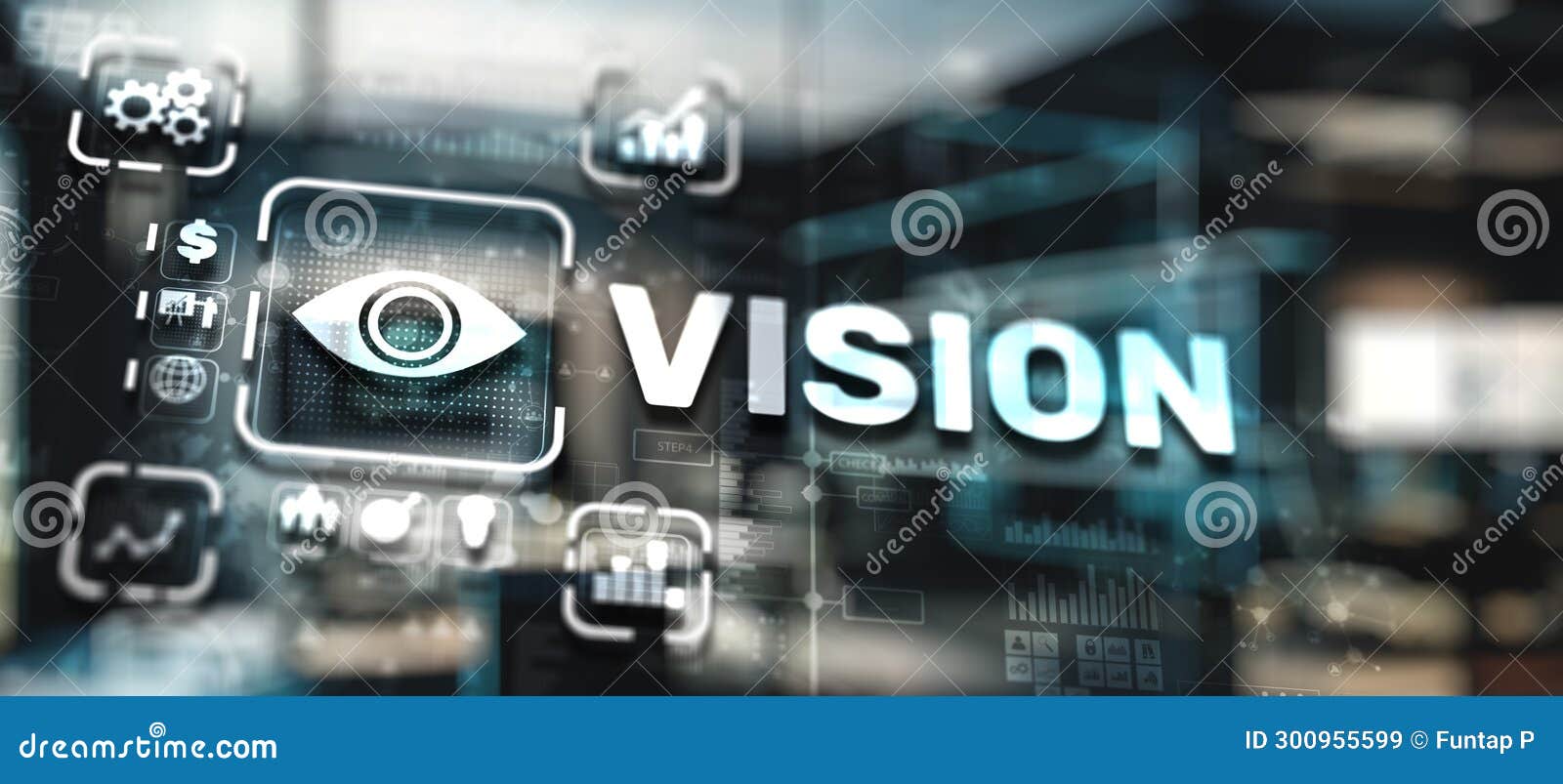 Vision Icon on Virtual Screen. Business Vision Presentation Stock ...