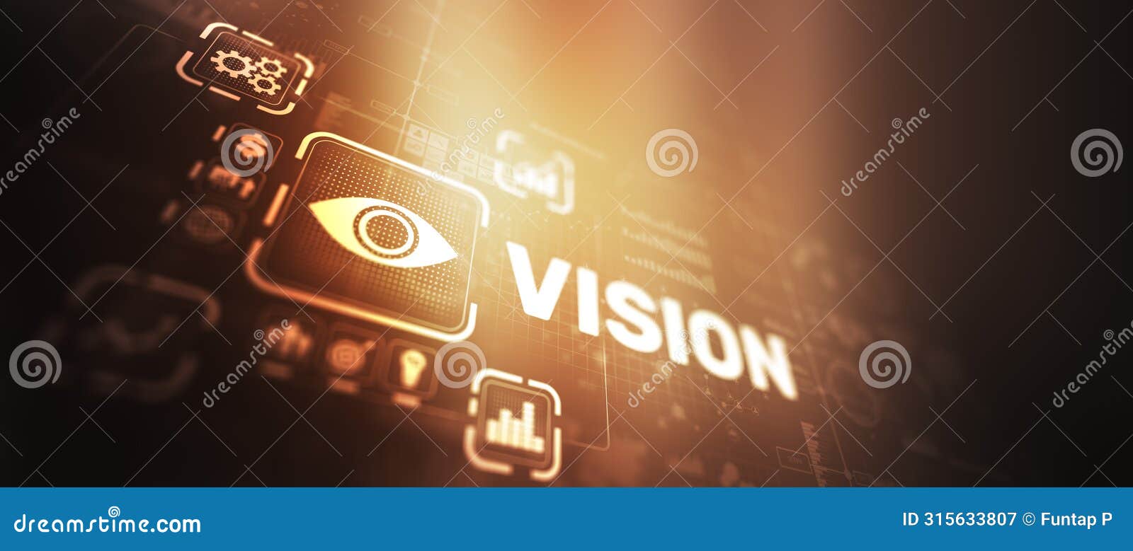 Vision Icon on Virtual Screen. Business Vision Presentation Stock ...
