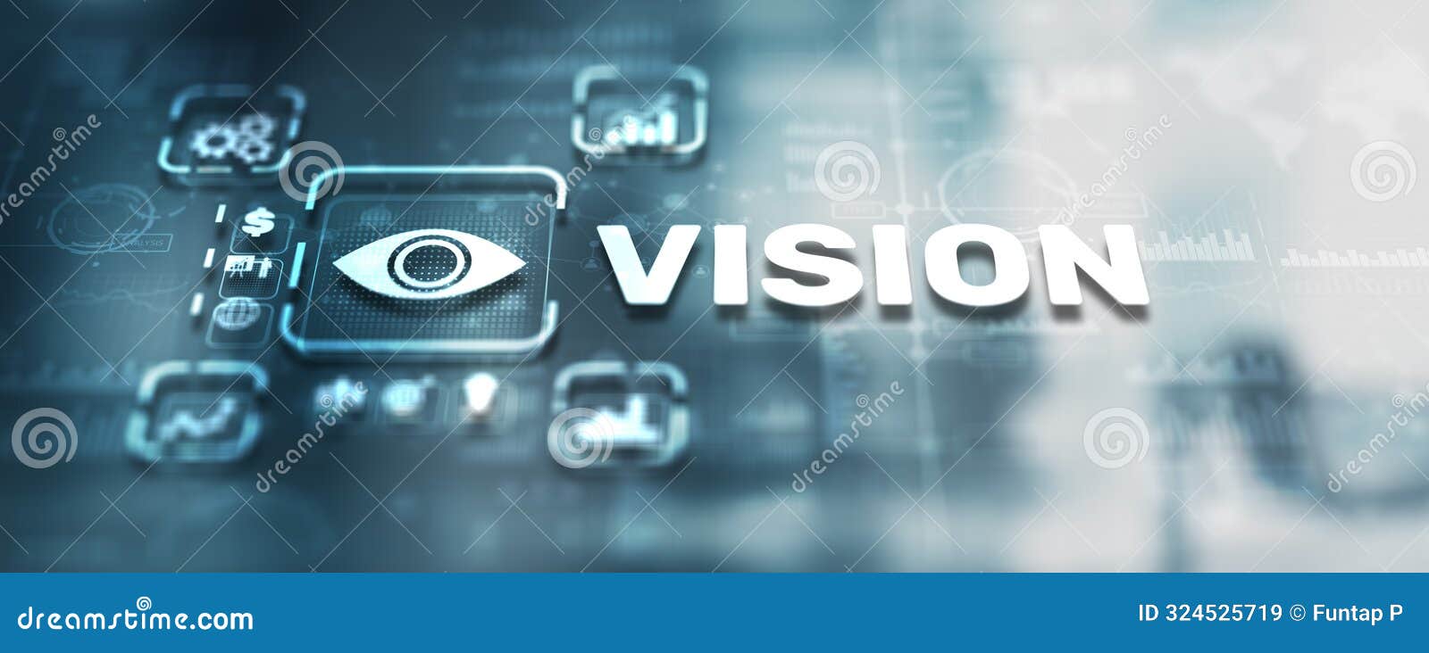 Vision Icon on Virtual Screen. Business Vision Presentation Stock ...