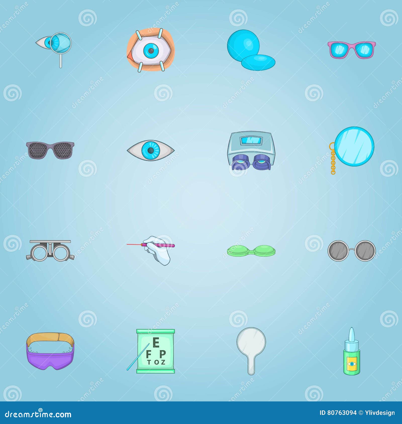 Vision Icons Set, Cartoon Style Stock Vector - Illustration of massage ...