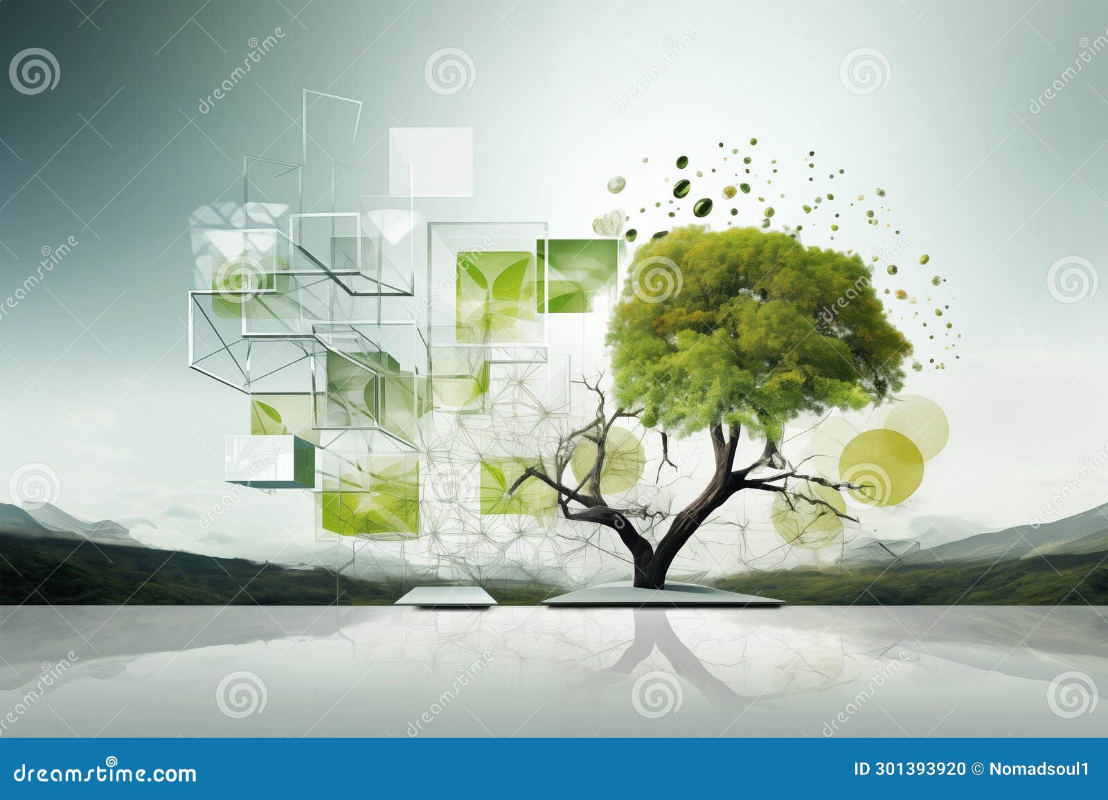 Concept of Harmony between Nature and Technology. Generative AI Stock ...