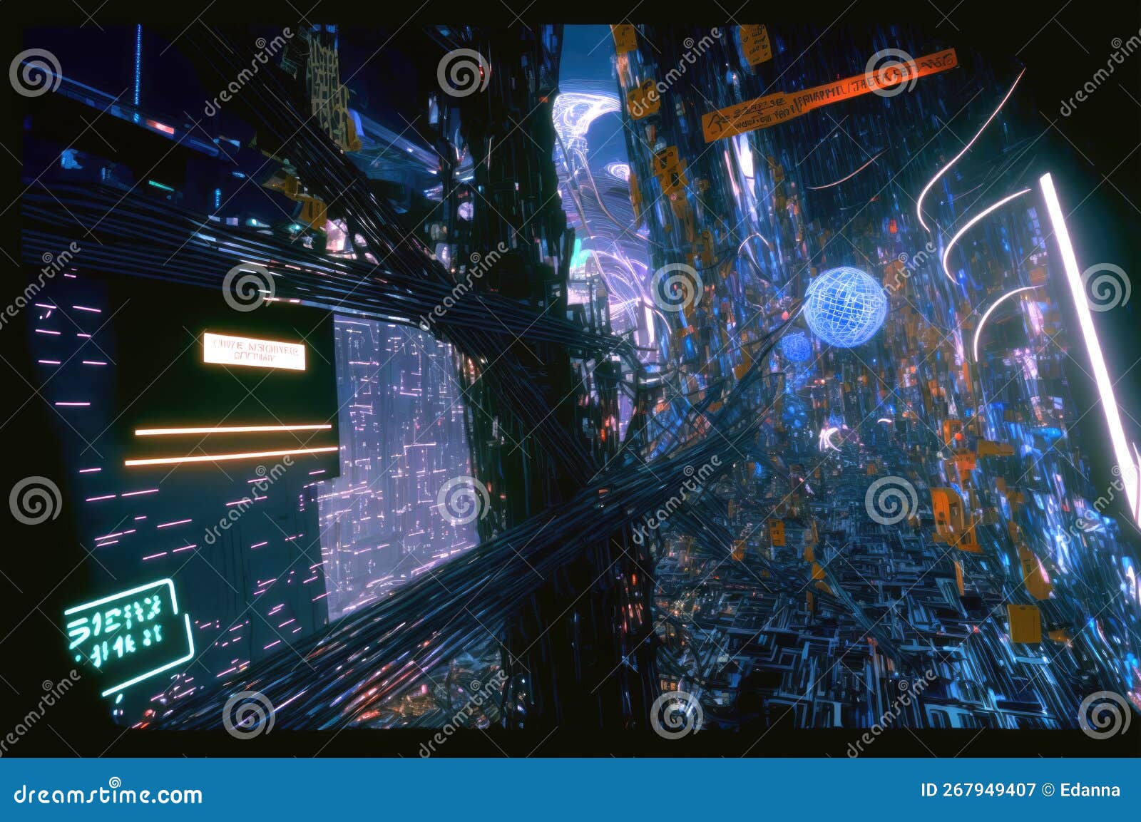 The World Where Flow the Information Stock Image - Image of bright ...
