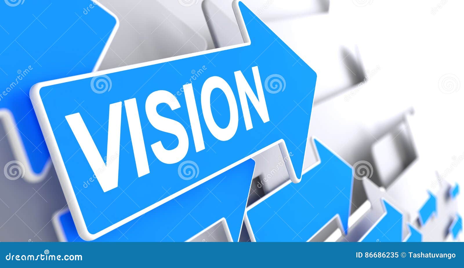 Vision - Label on the Blue Arrow. 3D. Stock Illustration - Illustration ...