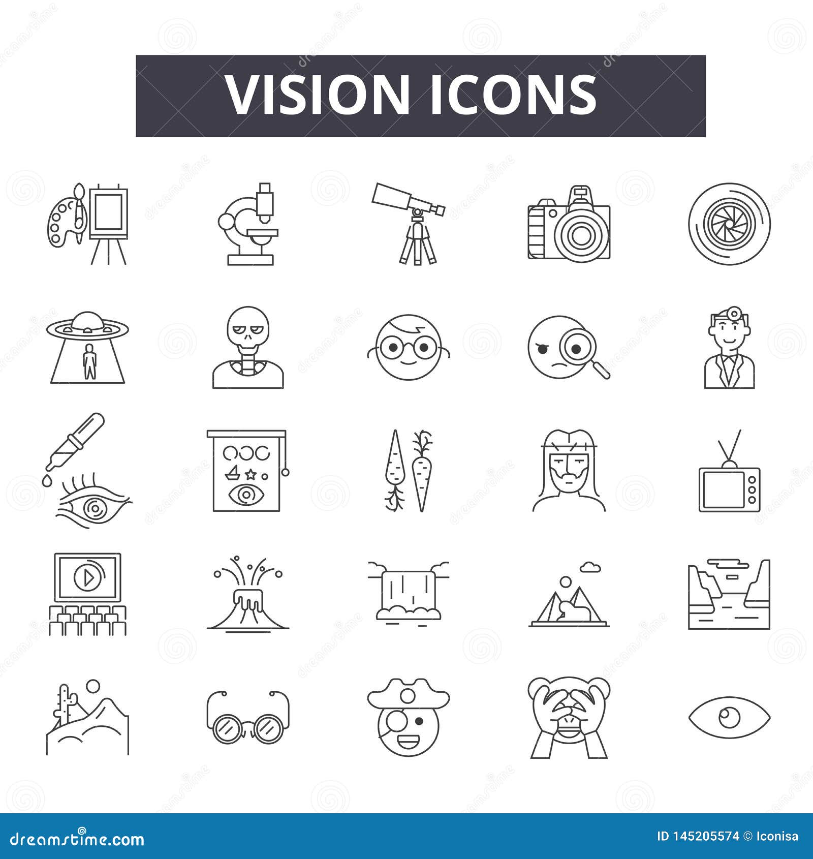 Vision Line Icons, Signs, Vector Set, Outline Illustration Concept ...