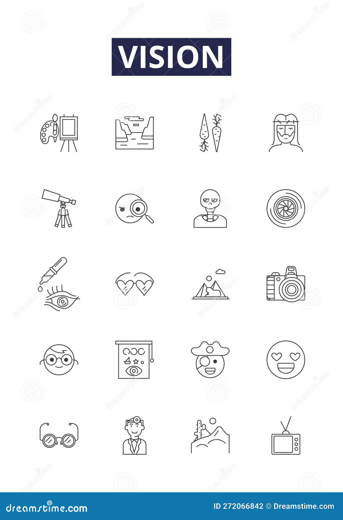Vision Line Vector Icons and Signs. Sight, Perception, Observer ...