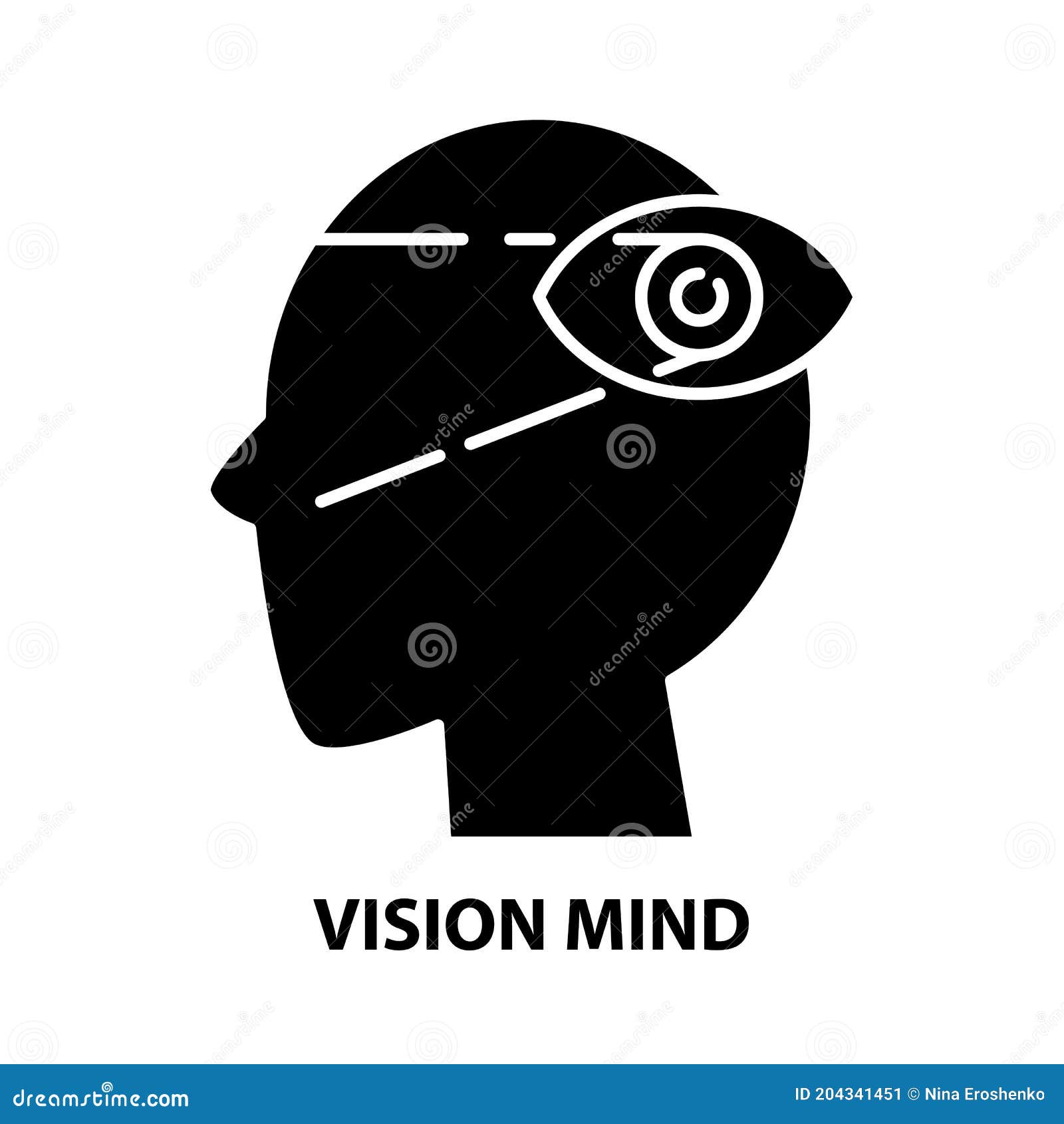 Vision Mind Icon, Black Vector Sign with Editable Strokes, Concept ...