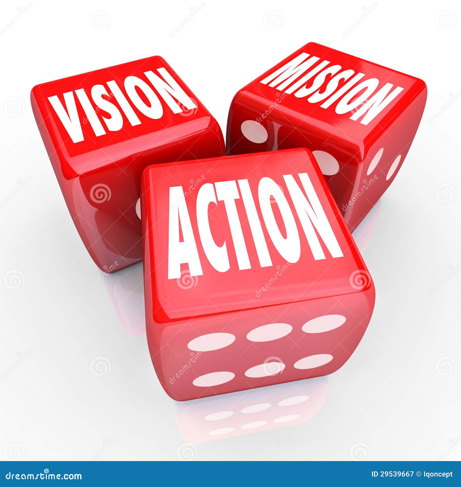 Vision Mission Action Three Red DIce Goal Strategy Royalty-Free Stock ...