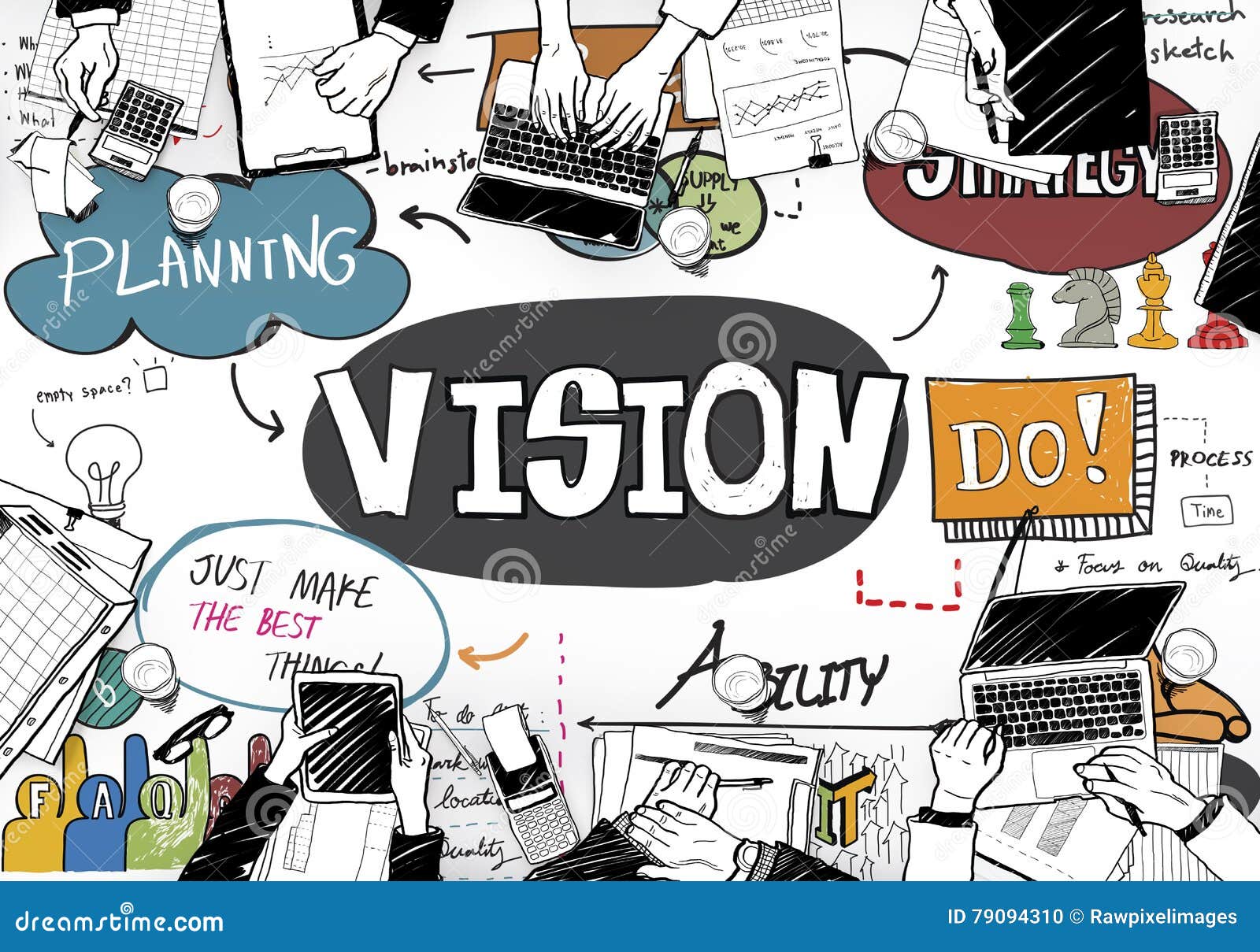 Vision Mission Goals Target Concept Stock Illustration - Illustration ...