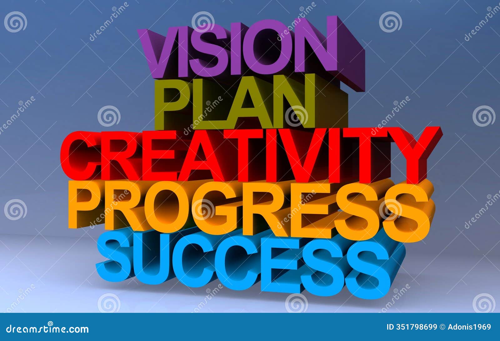 Vision Plan Creativity Progress Success on Blue Stock Illustration ...