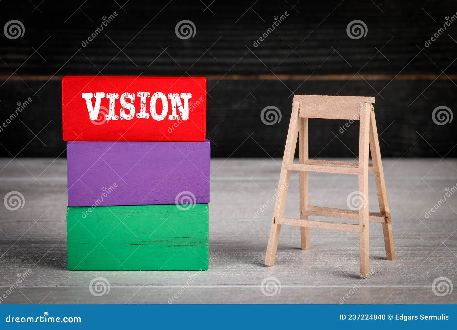 Vision, Planning and Development. Colored Wooden Blocks in a Pile and ...