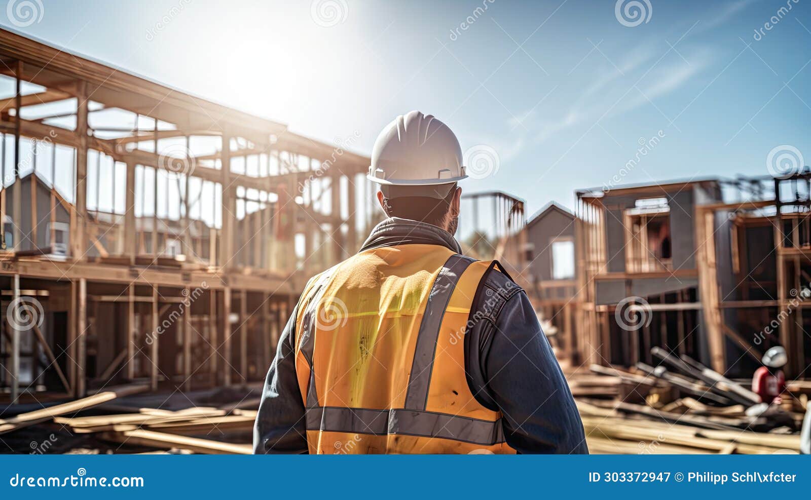 Vision of Progress: Engineer Overseeing Construction Site. Generative ...