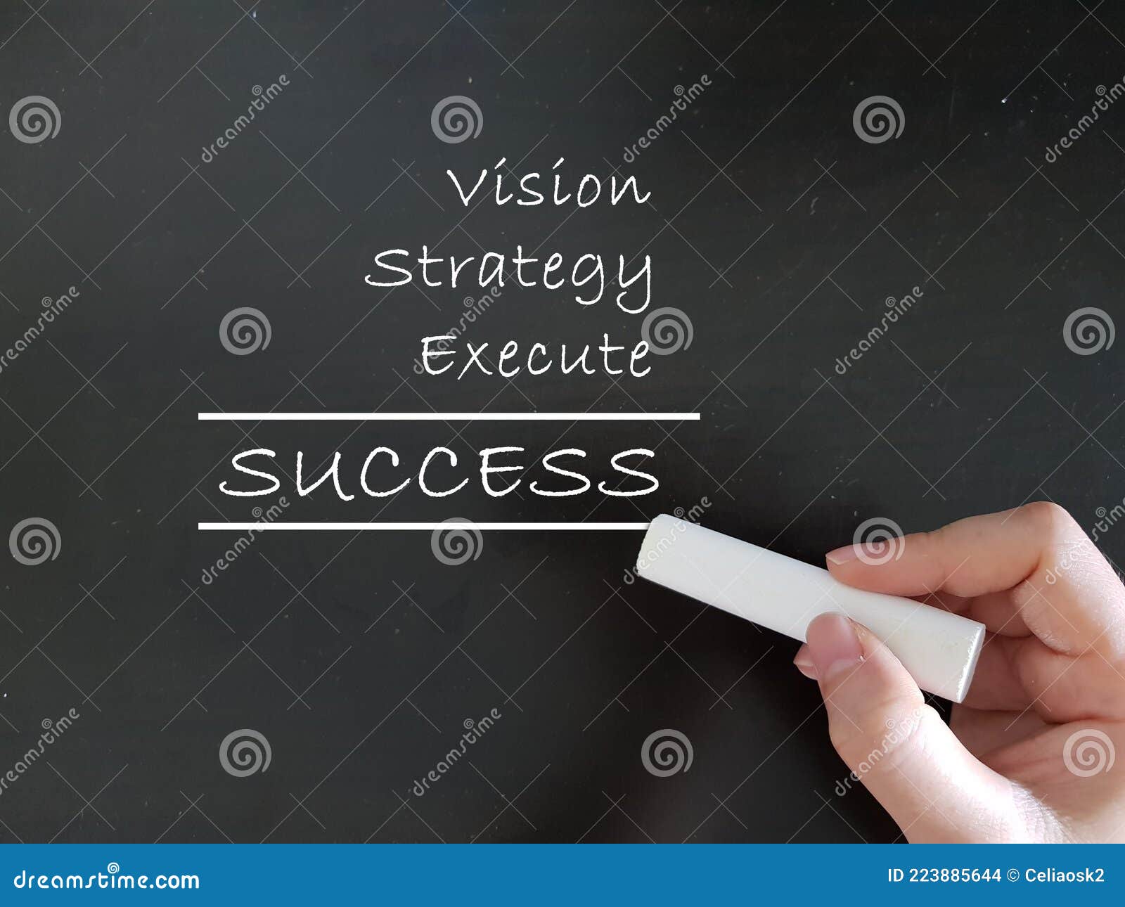 Vision, Strategy, Execute Lead To Success Stock Photo - Image of ...