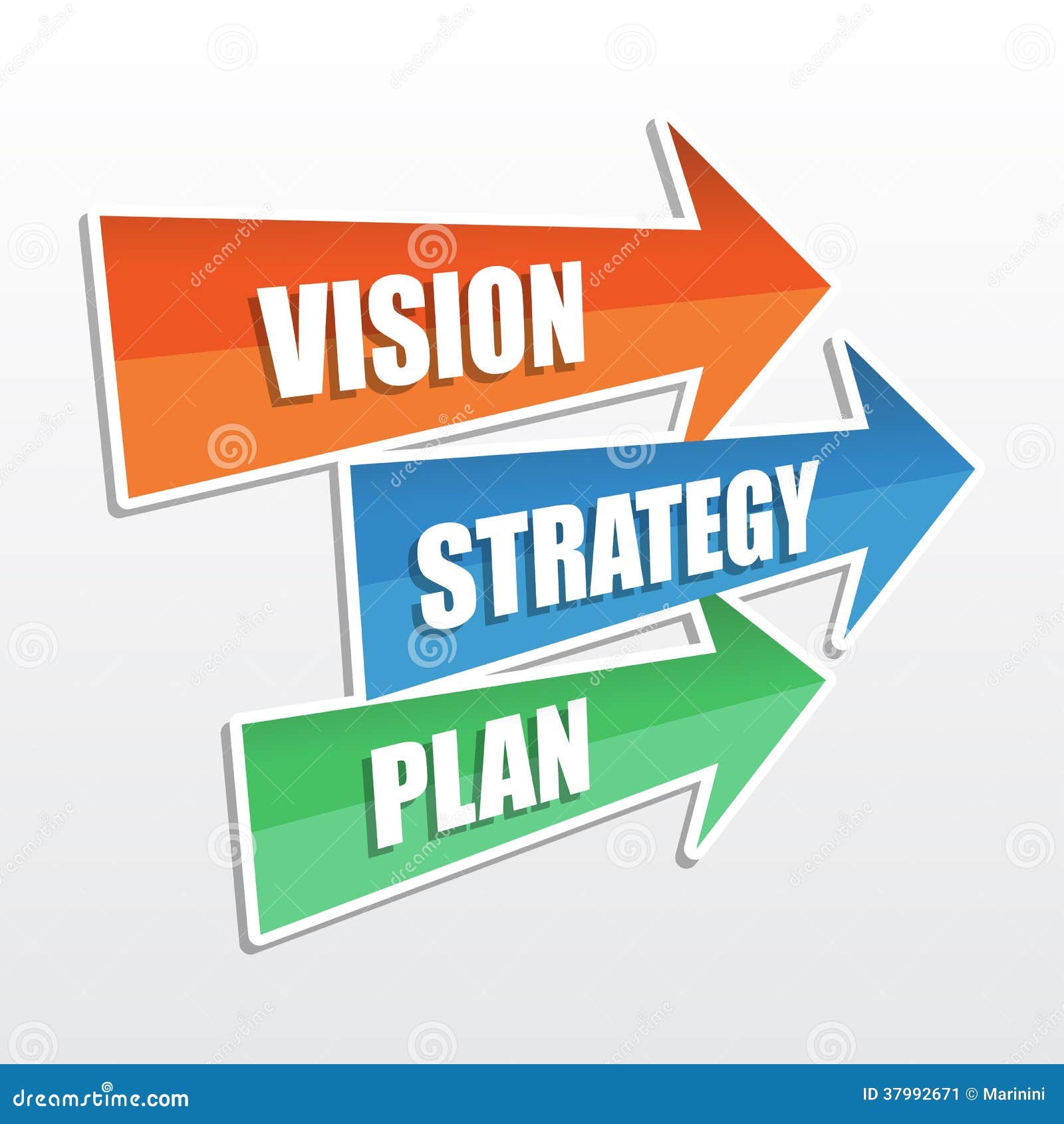 Vision, Strategy, Plan in Arrows, Flat Design Stock Illustration ...
