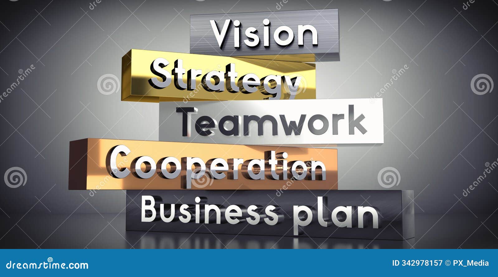 Vision, Strategy, Teamwork, Cooperation, Business Plan - Words on Metal ...