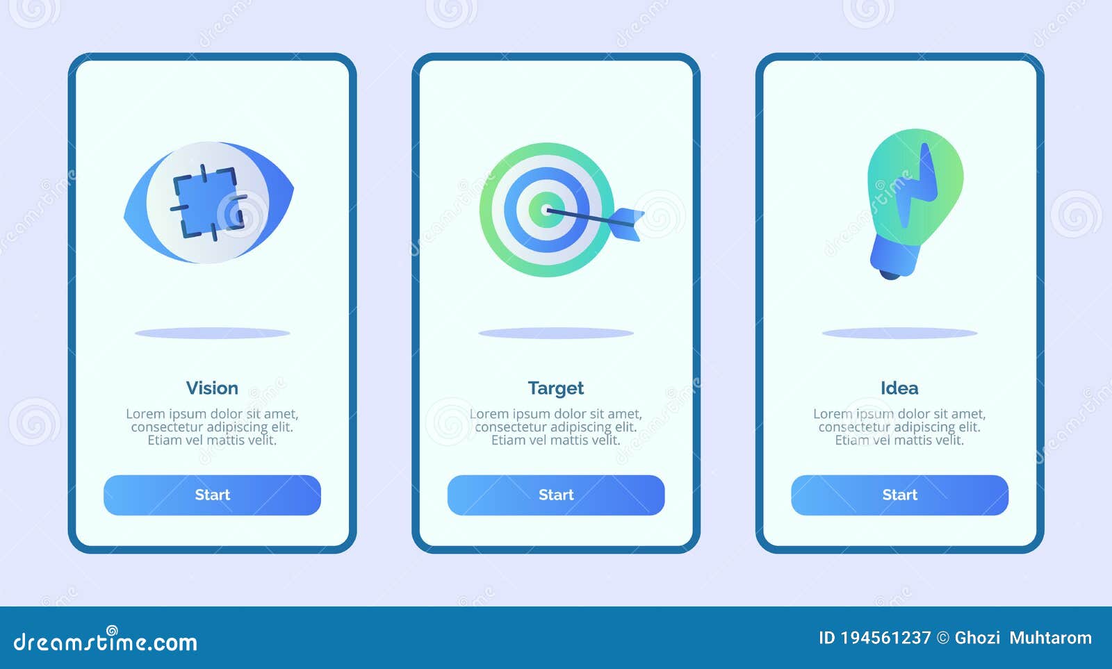 Vision Target Idea Screen for Mobile Apps Template Banner Page UI with ...