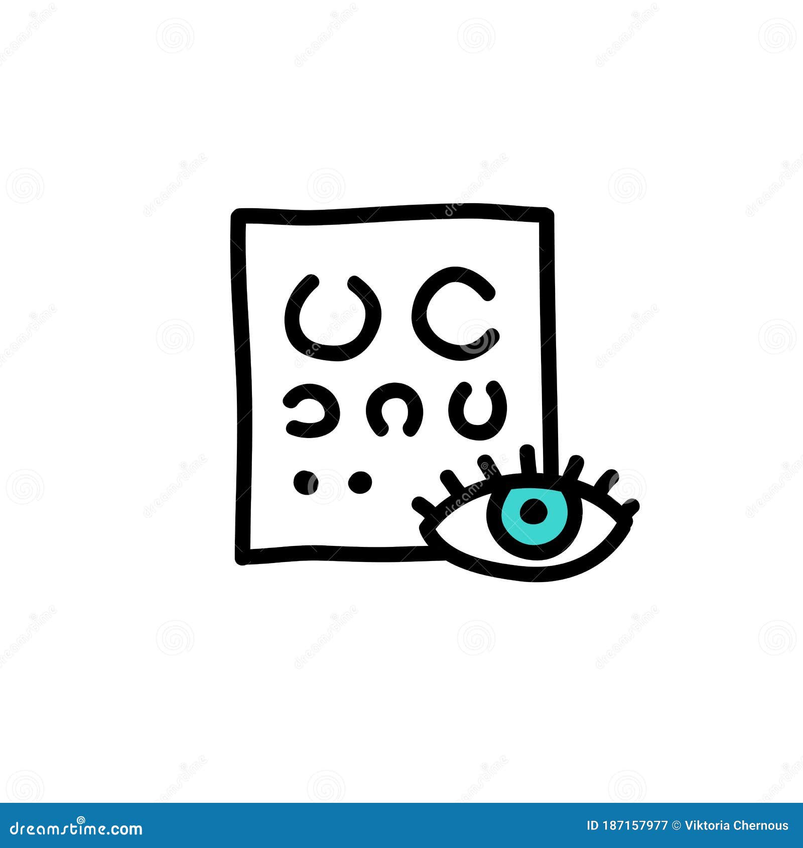 Vision Test Doodle Icon, Vector Color Illustration Stock Illustration ...