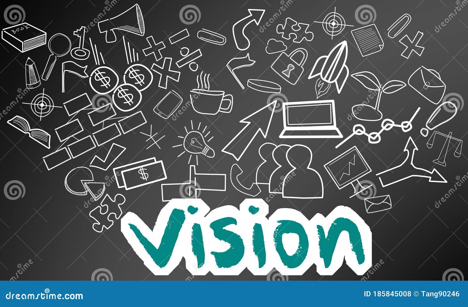 Vision Text with Creative Drawing for Business Success, Strategy and ...