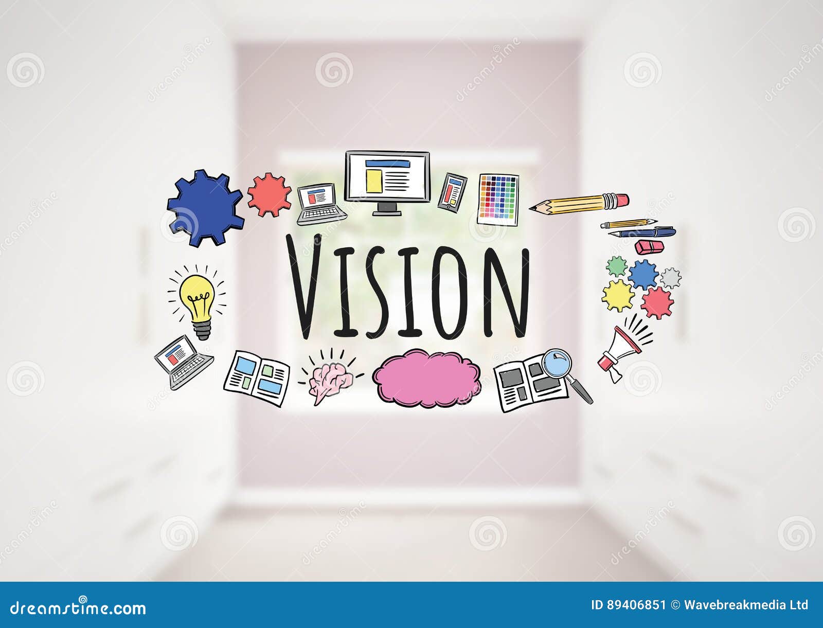 Vision Text with Drawings Graphics Stock Illustration - Illustration of ...