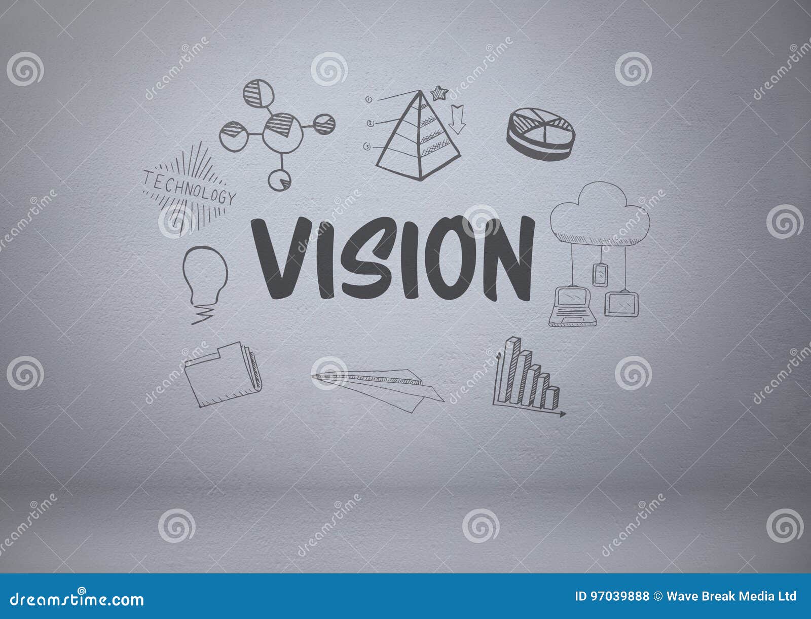 Vision Text Graphics with Grey Background Stock Illustration ...