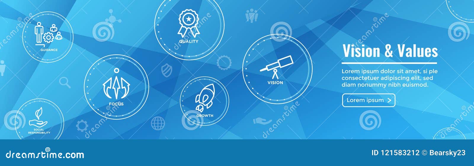 Vision and Values Web Header Banner with Connection, Growth, Focus ...