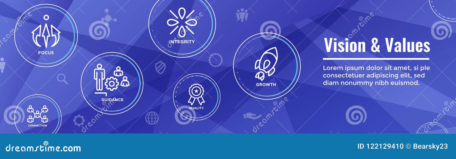 Vision and Values Web Header Banner with Connection, Growth, Focus ...