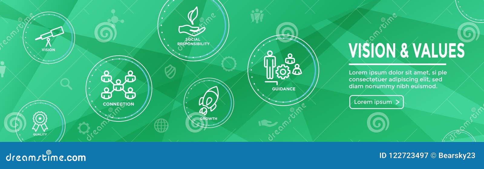Vision and Values Web Header Banner with Connection, Growth, Focus ...