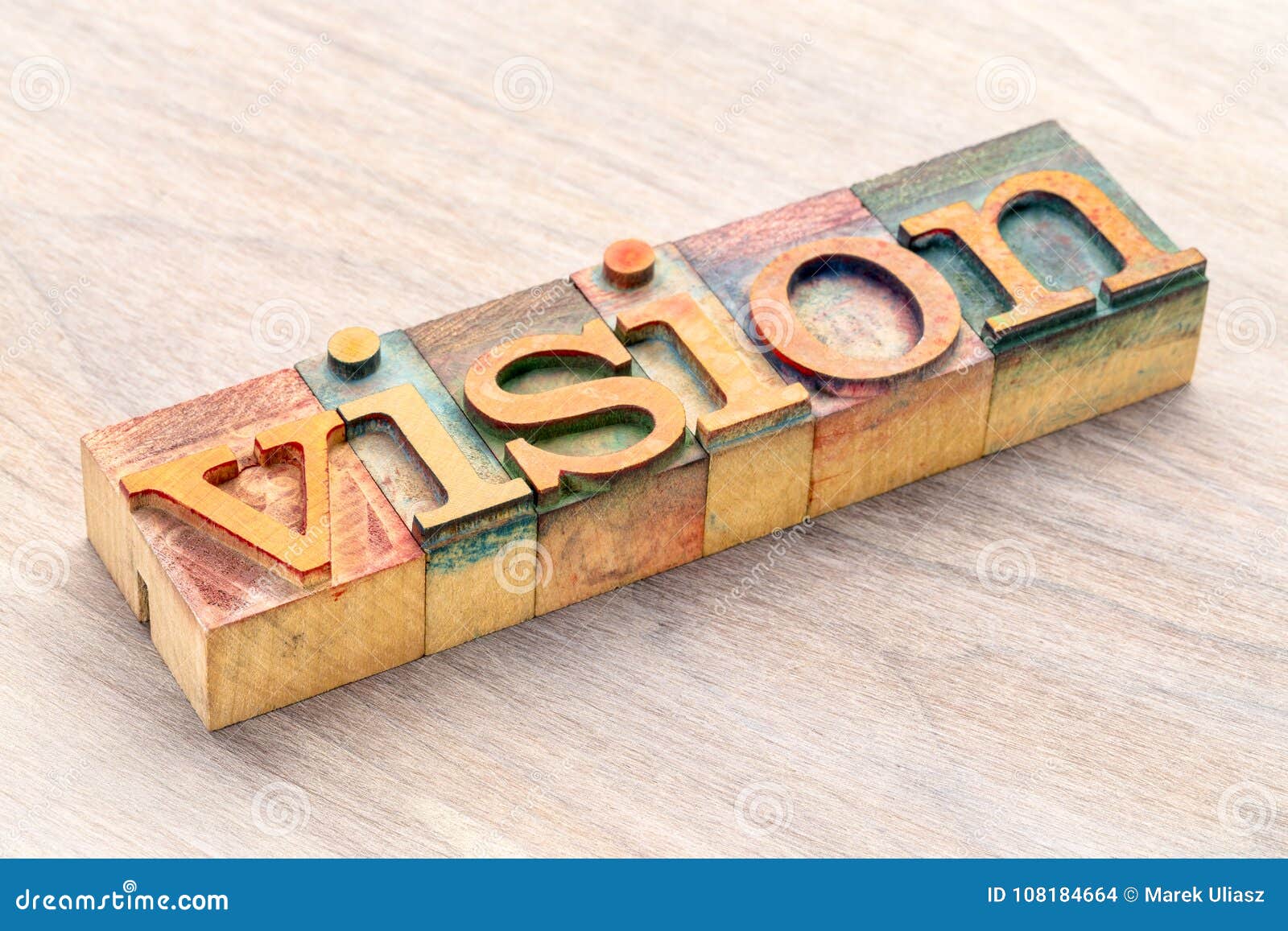 Vision Word Abstract in Wood Type Stock Photo - Image of block ...