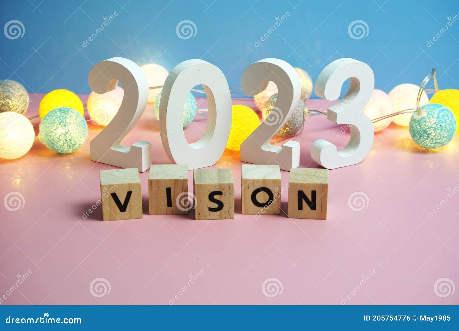Vision 2023 Word Alphabet Letters on Pink and Blue Background Stock ...