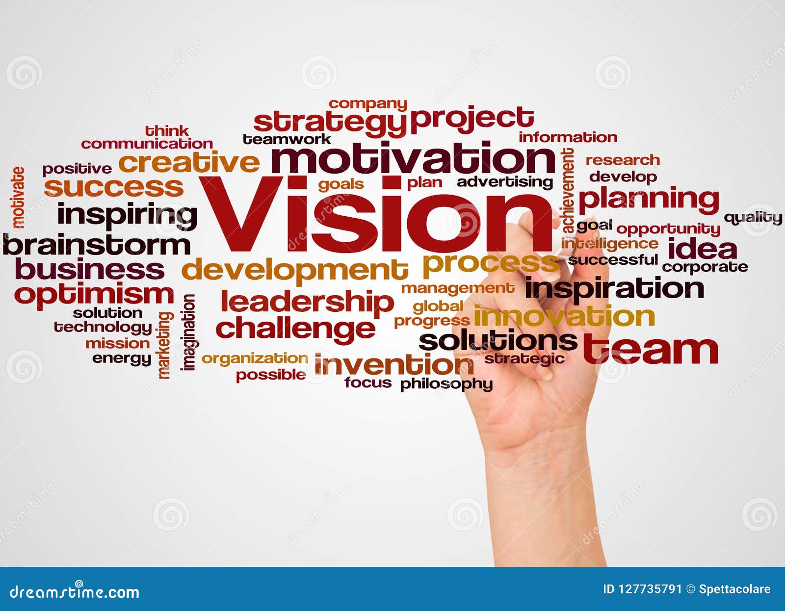 Vision Word Cloud and Hand with Marker Concept Stock Illustration ...