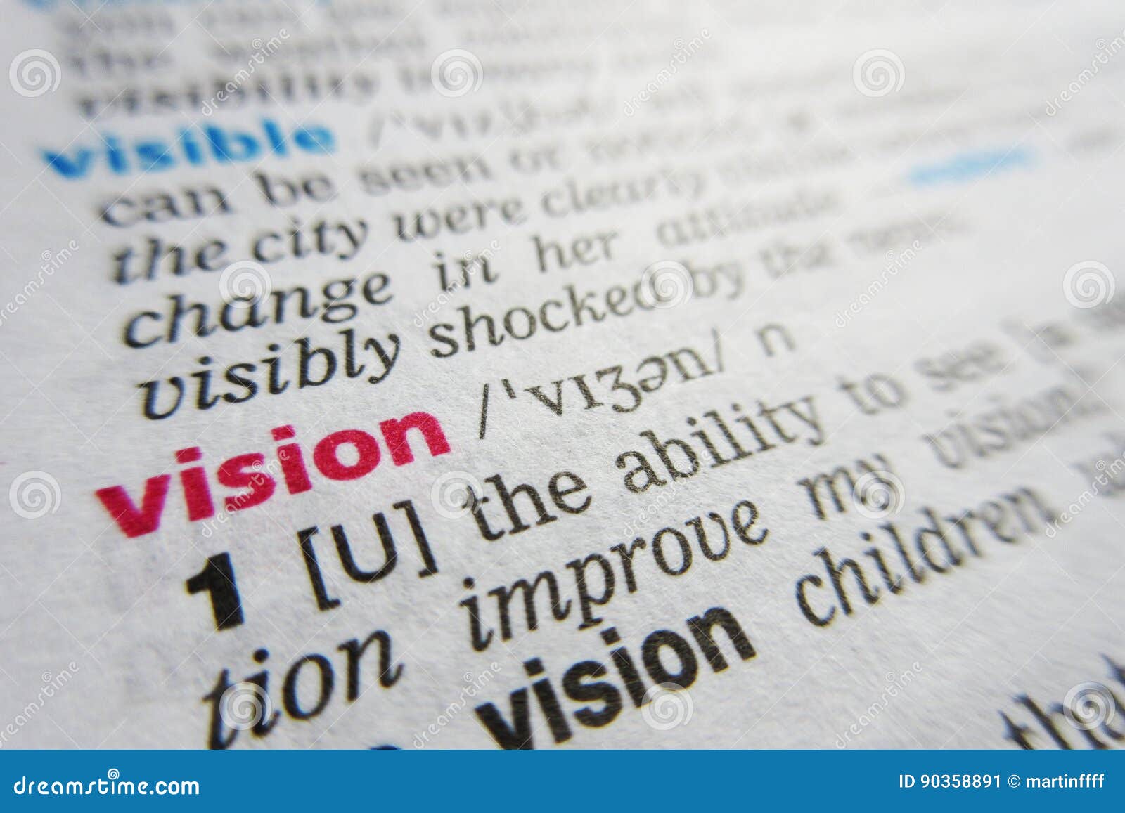 Vision Word Dictionary Definition Stock Image - Image of paper, book ...