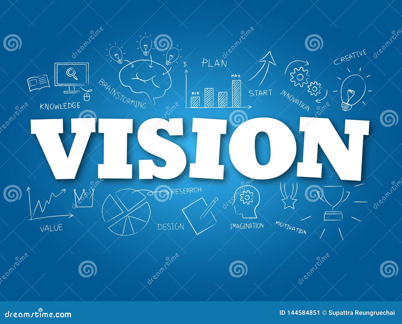 Vision Word on Light Blue Background. Vector Illustration Stock Vector ...