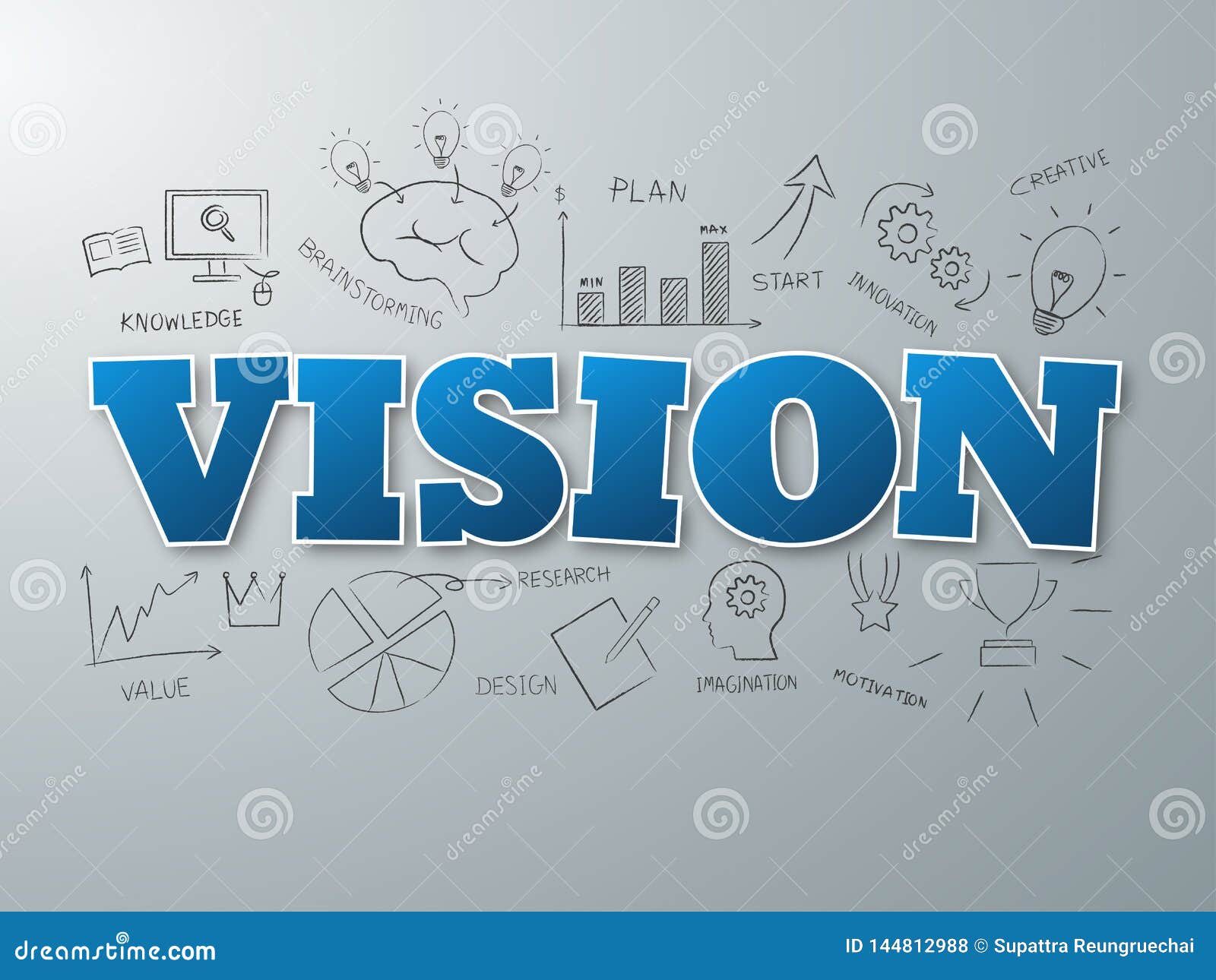 Vision Word on Light Blue Background. Vector Illustration Stock Vector ...