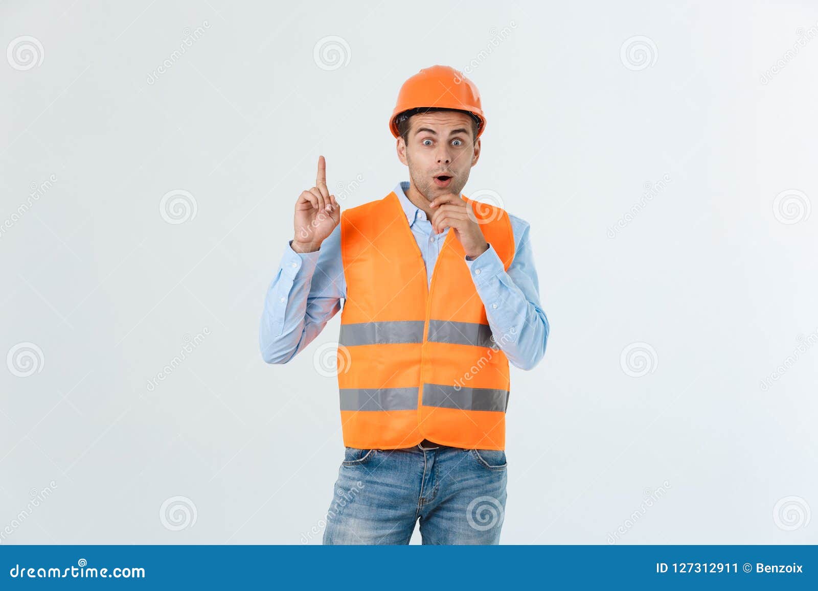 Visionary Architect or Engineer Looking Up and Thinking about New ...