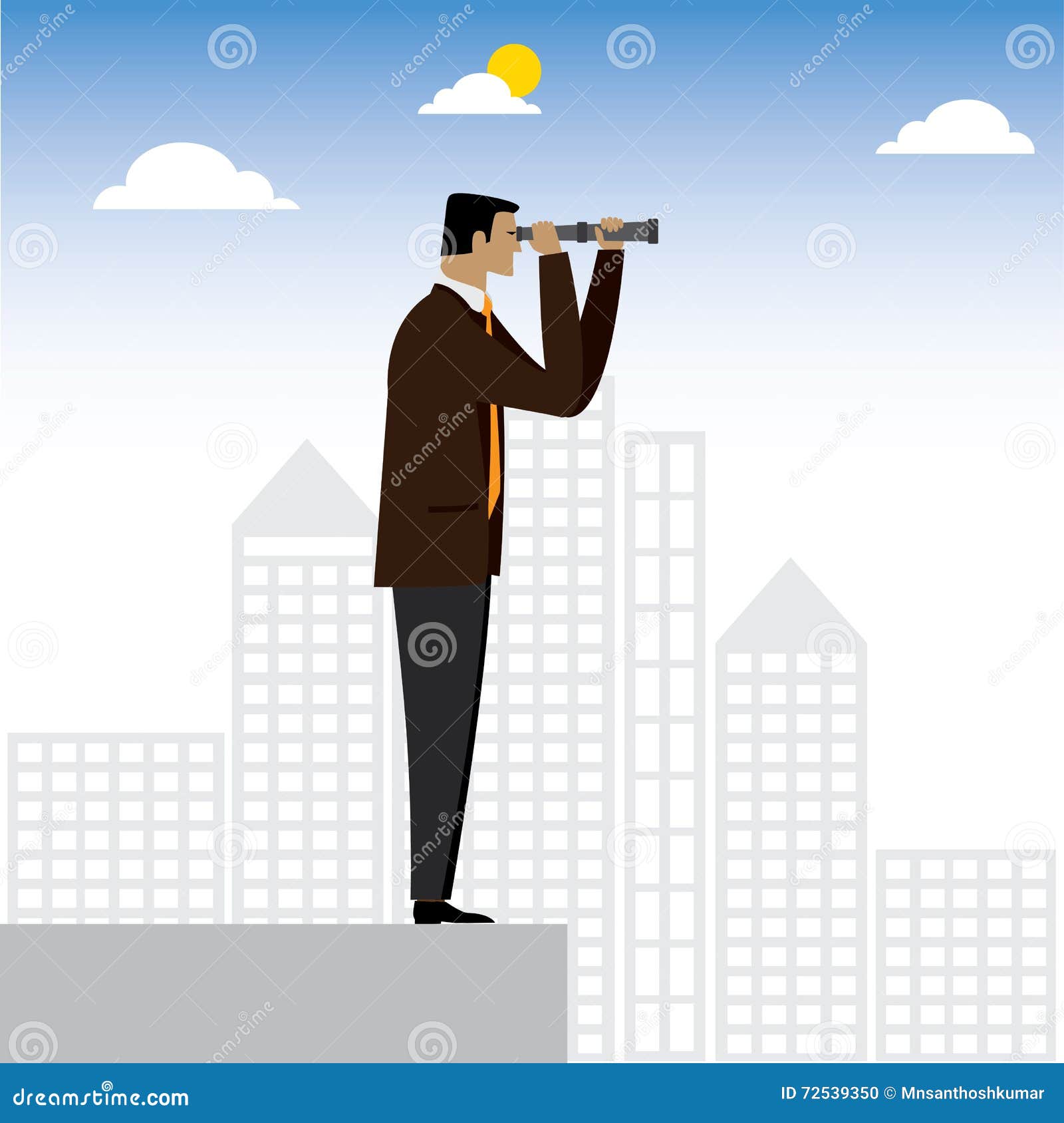 Visionary Businessman or Executive Looking through Binoculars - Stock ...