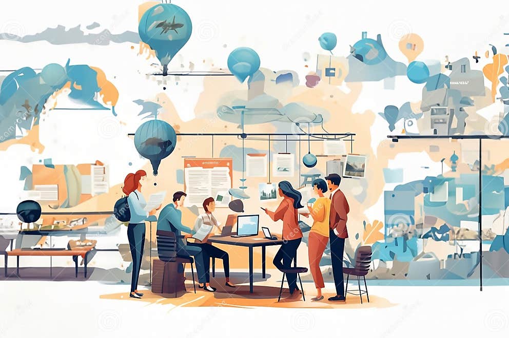 A Visionary Leader and a Collaborative Team Stock Illustration ...