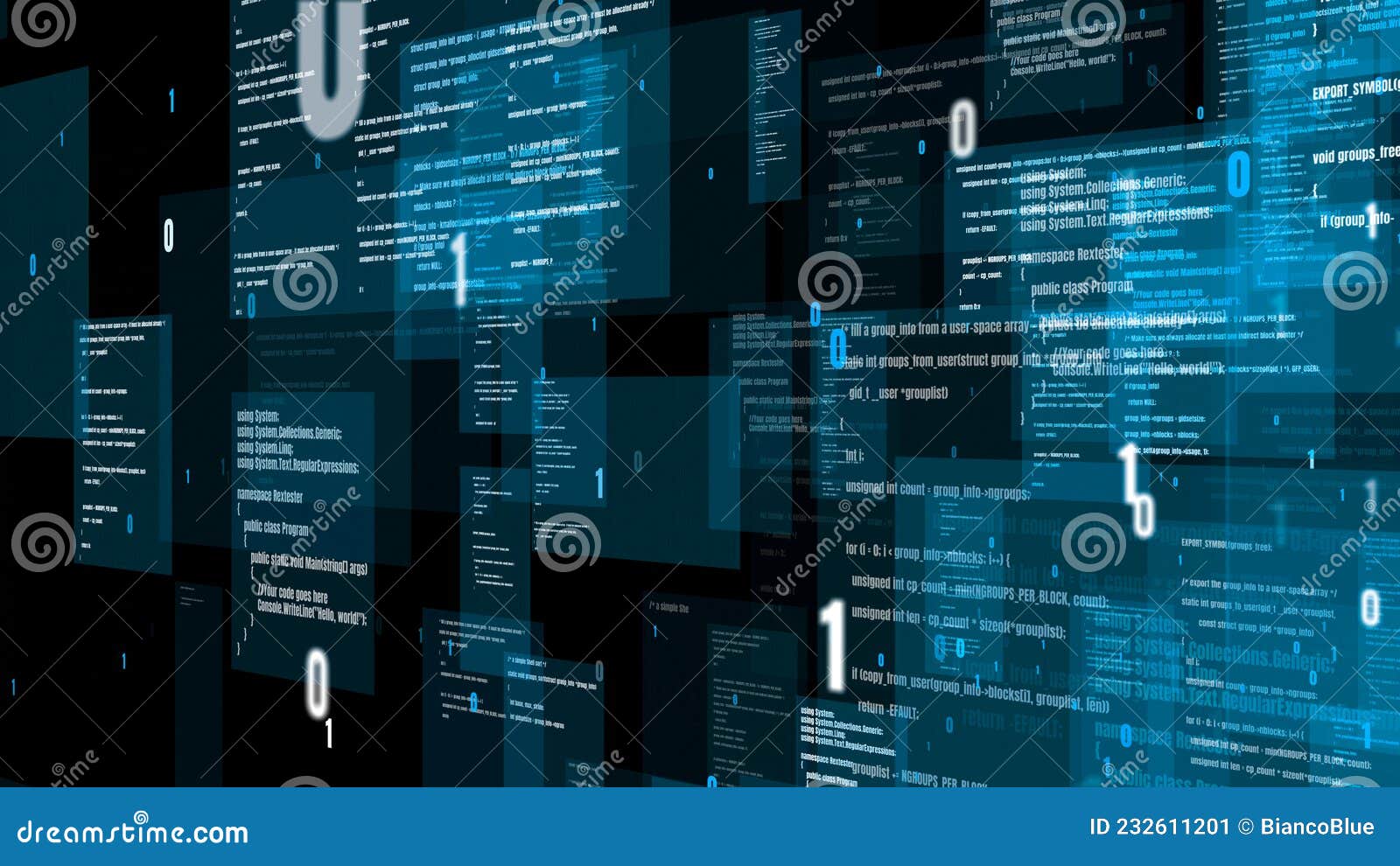 Visionary Programming and Coding of Future Software Stock Illustration ...