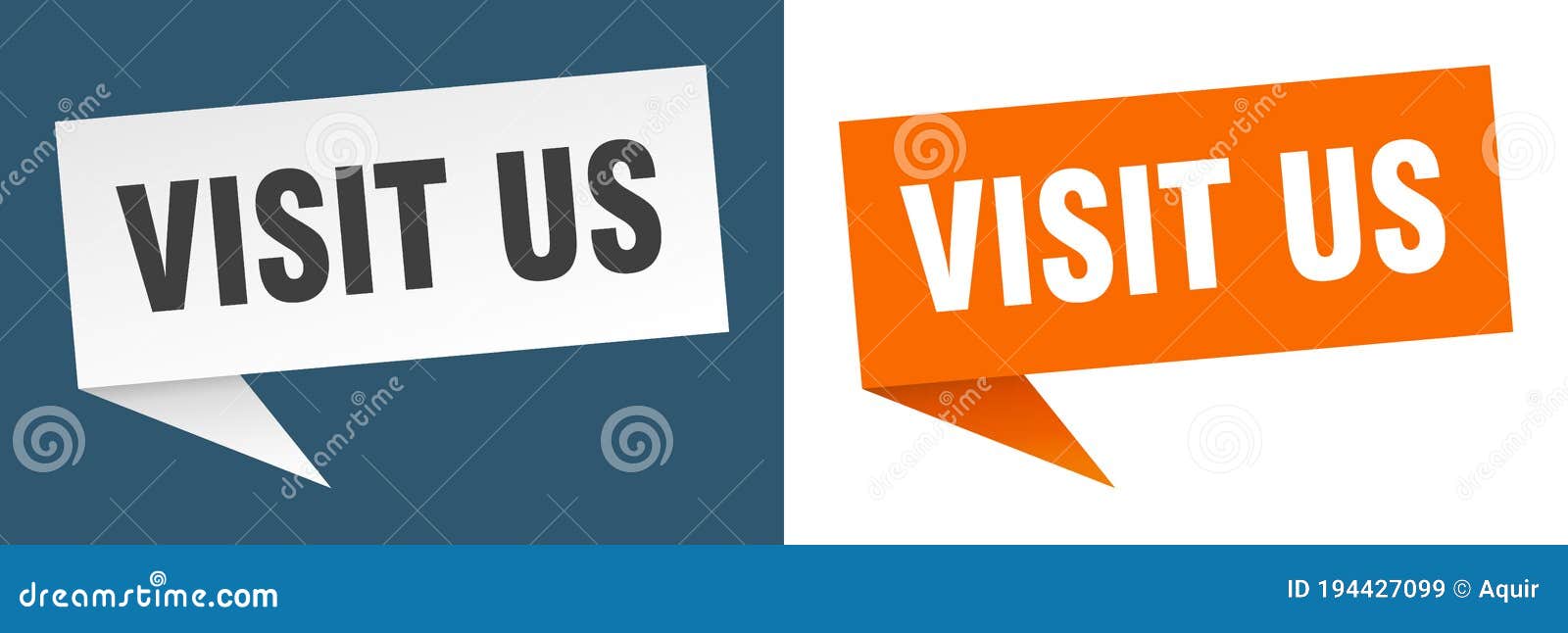 Visit Us Banner. Visit Us Speech Bubble Label Set Stock Vector ...