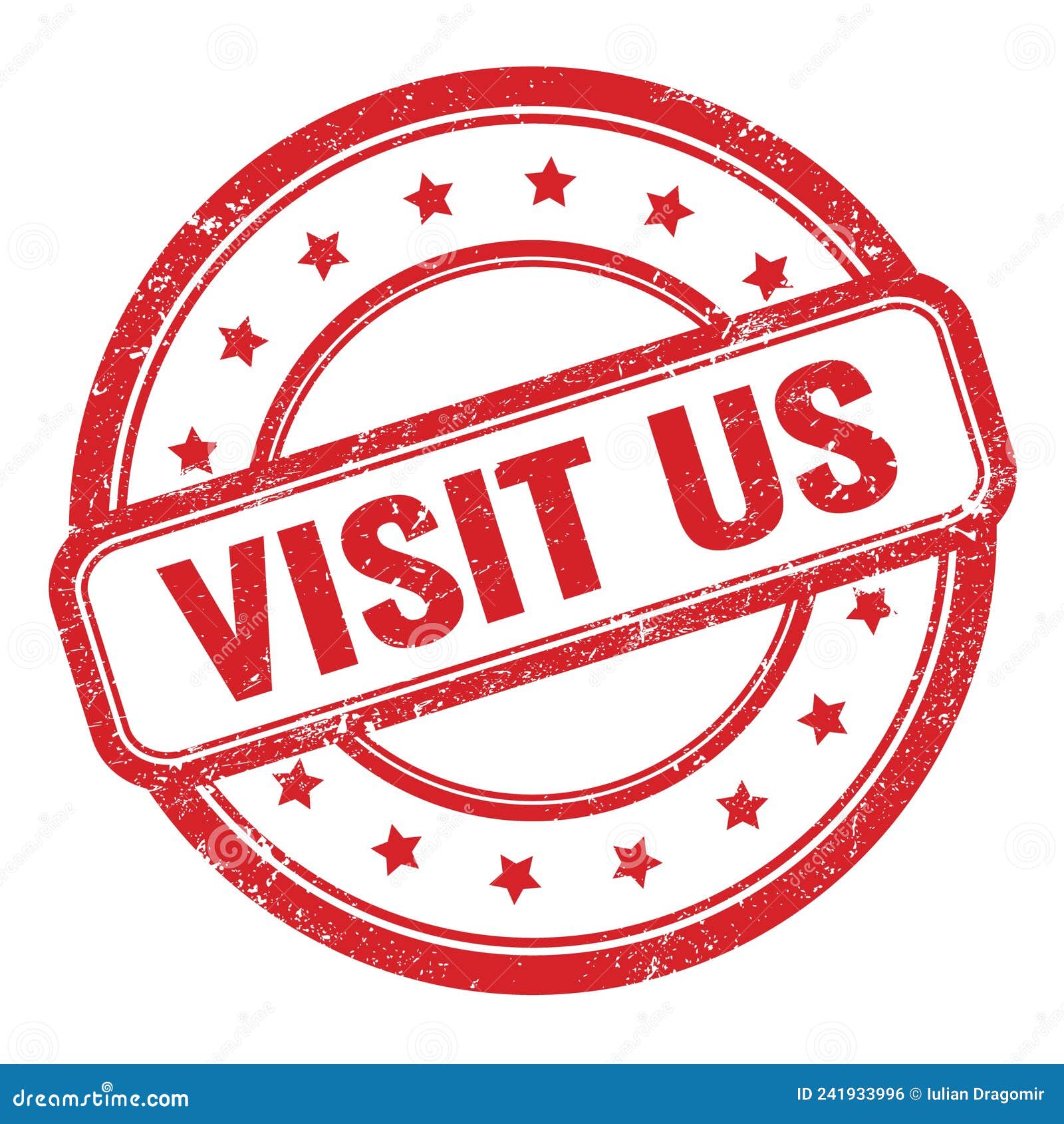 VISIT US Text on Red Grungy Vintage Round Stamp Stock Illustration ...