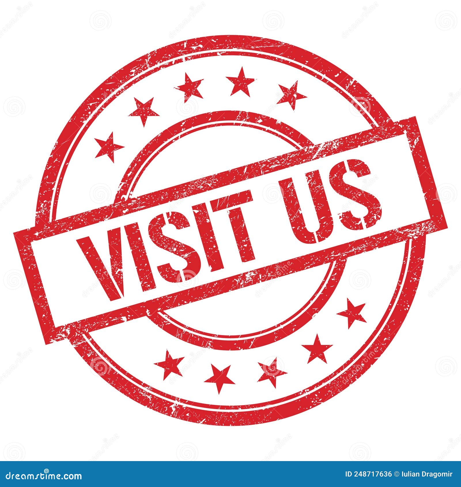 VISIT US Text Written on Red Vintage Stamp Stock Illustration ...