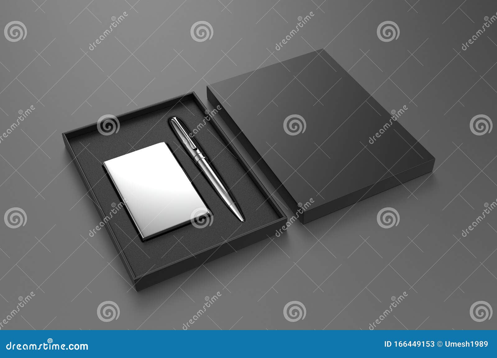 Visiting Card Holder and Pen Gift Set Box, 3d Render Illustration ...