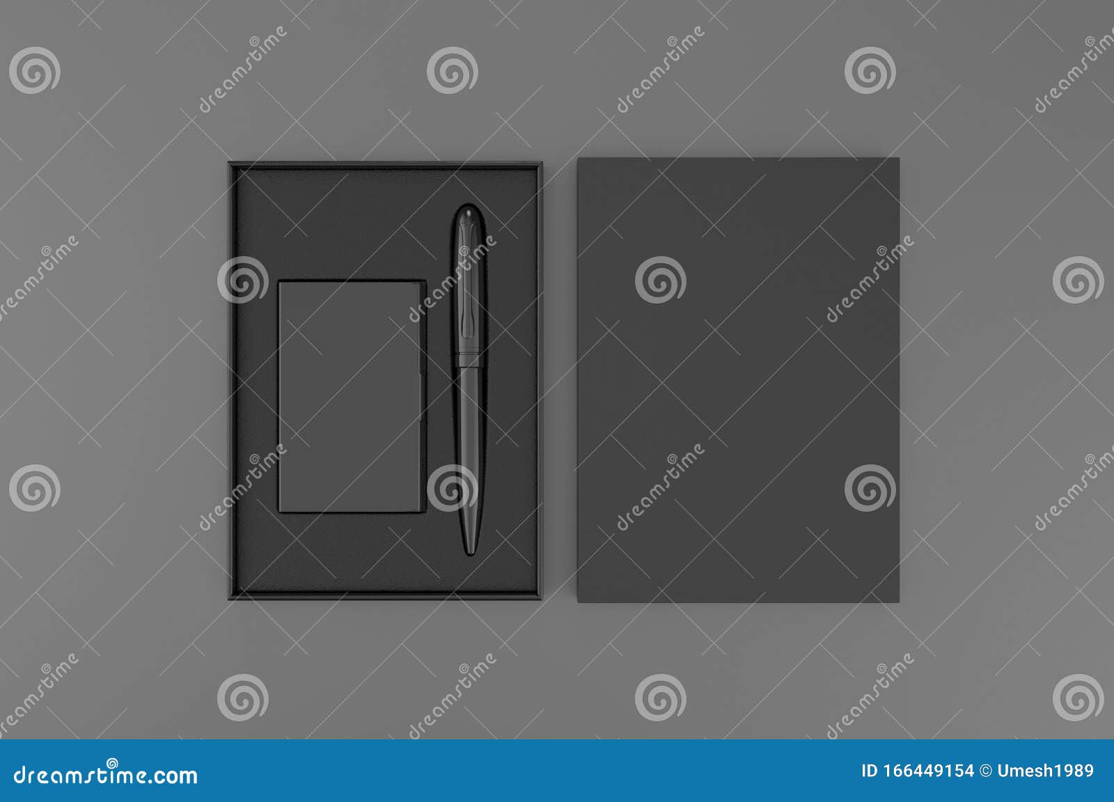 Visiting Card Holder and Pen Gift Set Box, 3d Render Illustration ...
