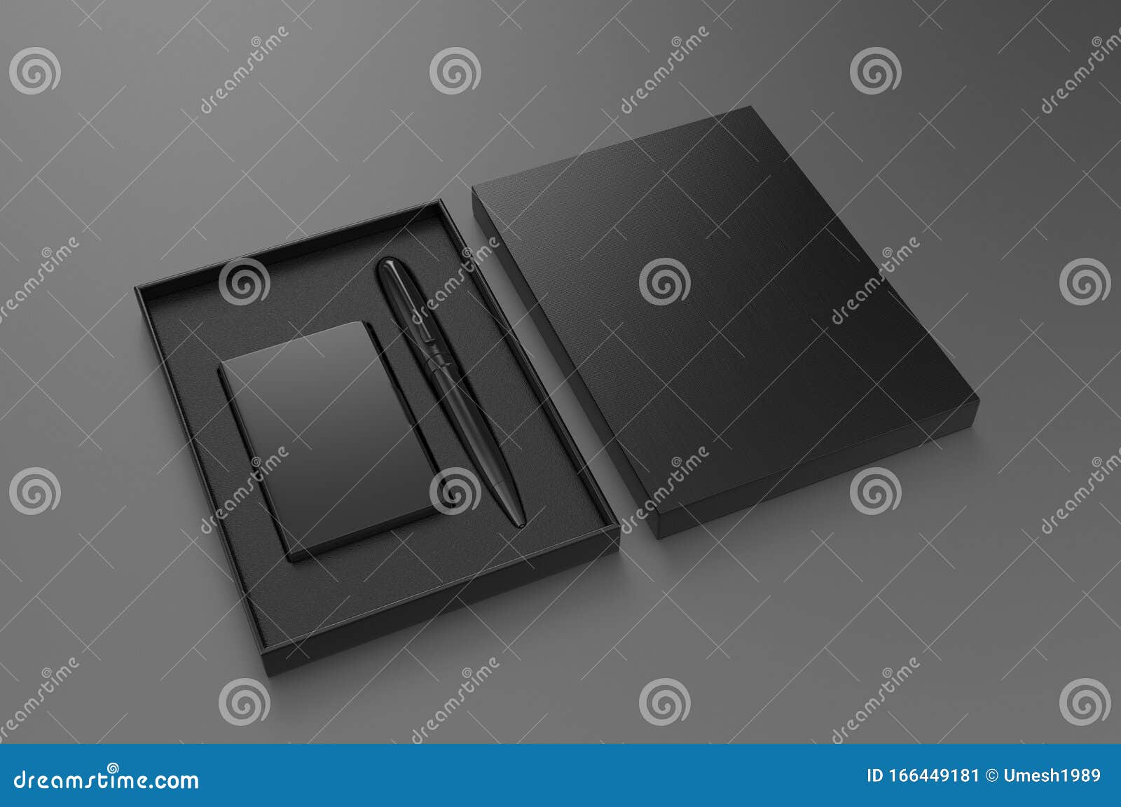Visiting Card Holder and Pen Gift Set Box, 3d Render Illustration ...