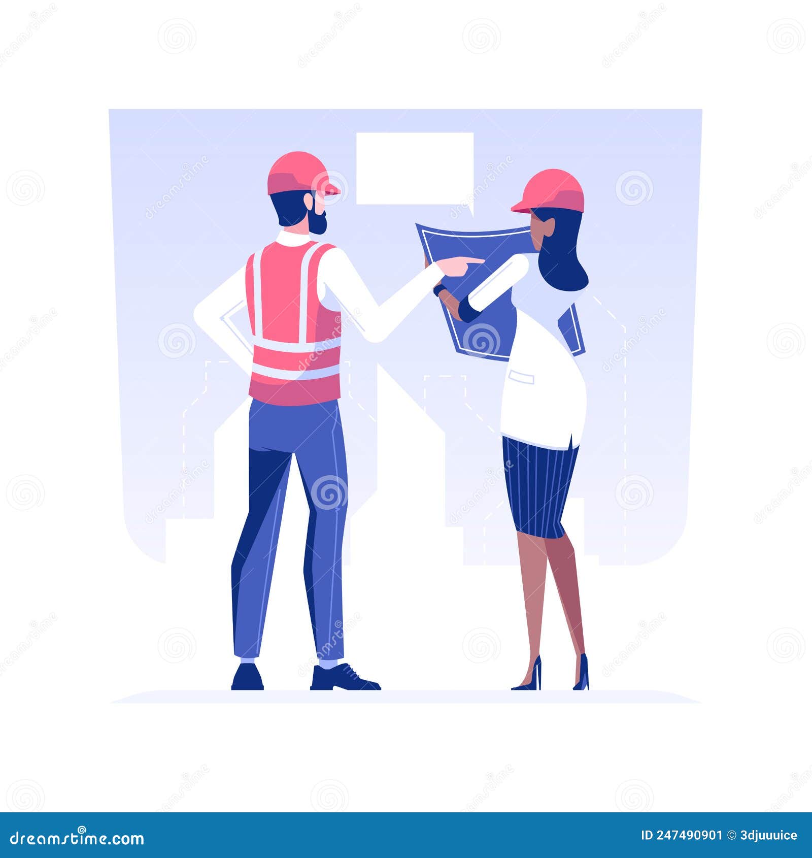 Visiting Construction Site Isolated Concept Vector Illustration. Stock ...