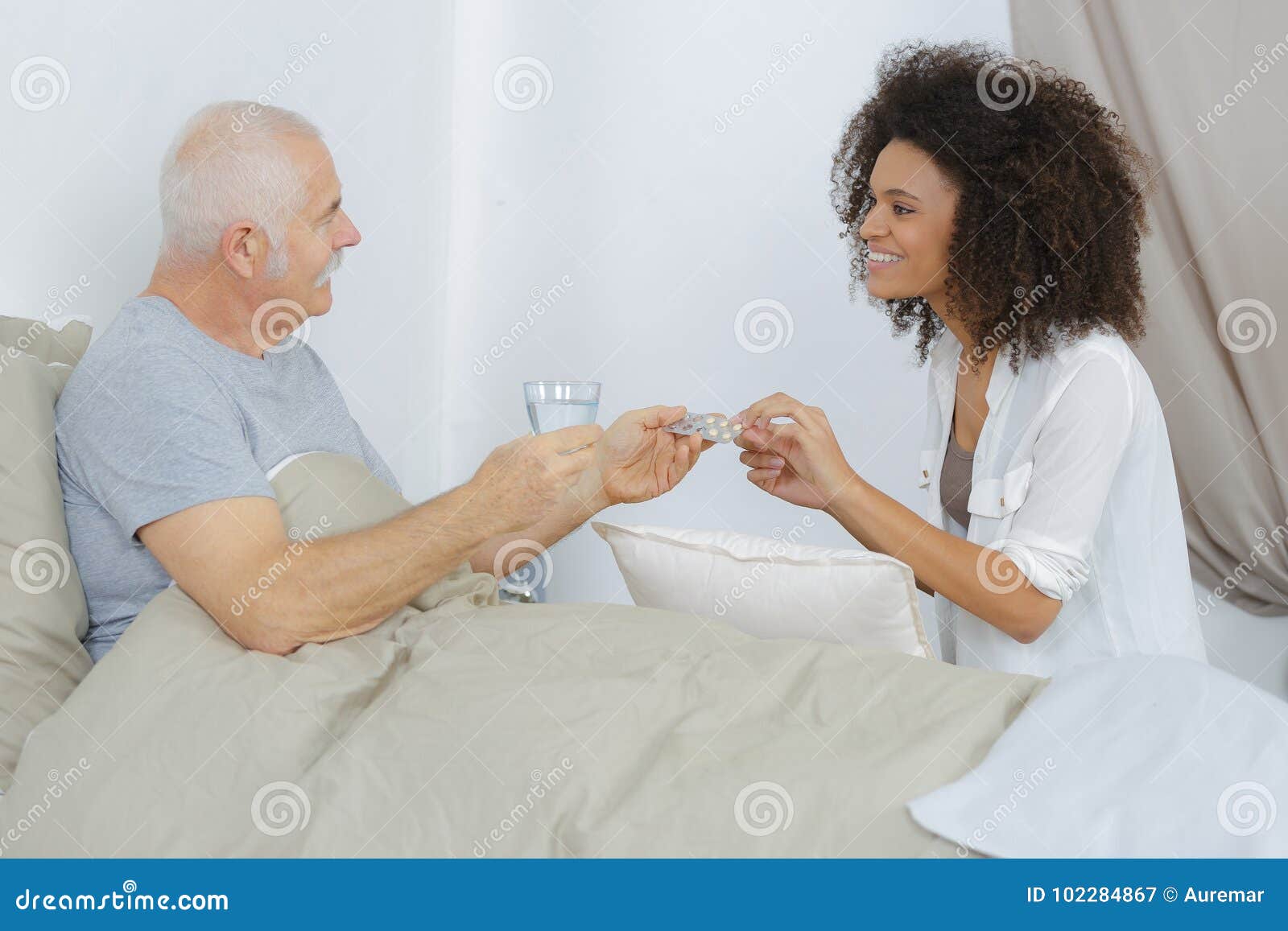 Visiting Elderly Sick Friendd Stock Image - Image of therapy, support ...